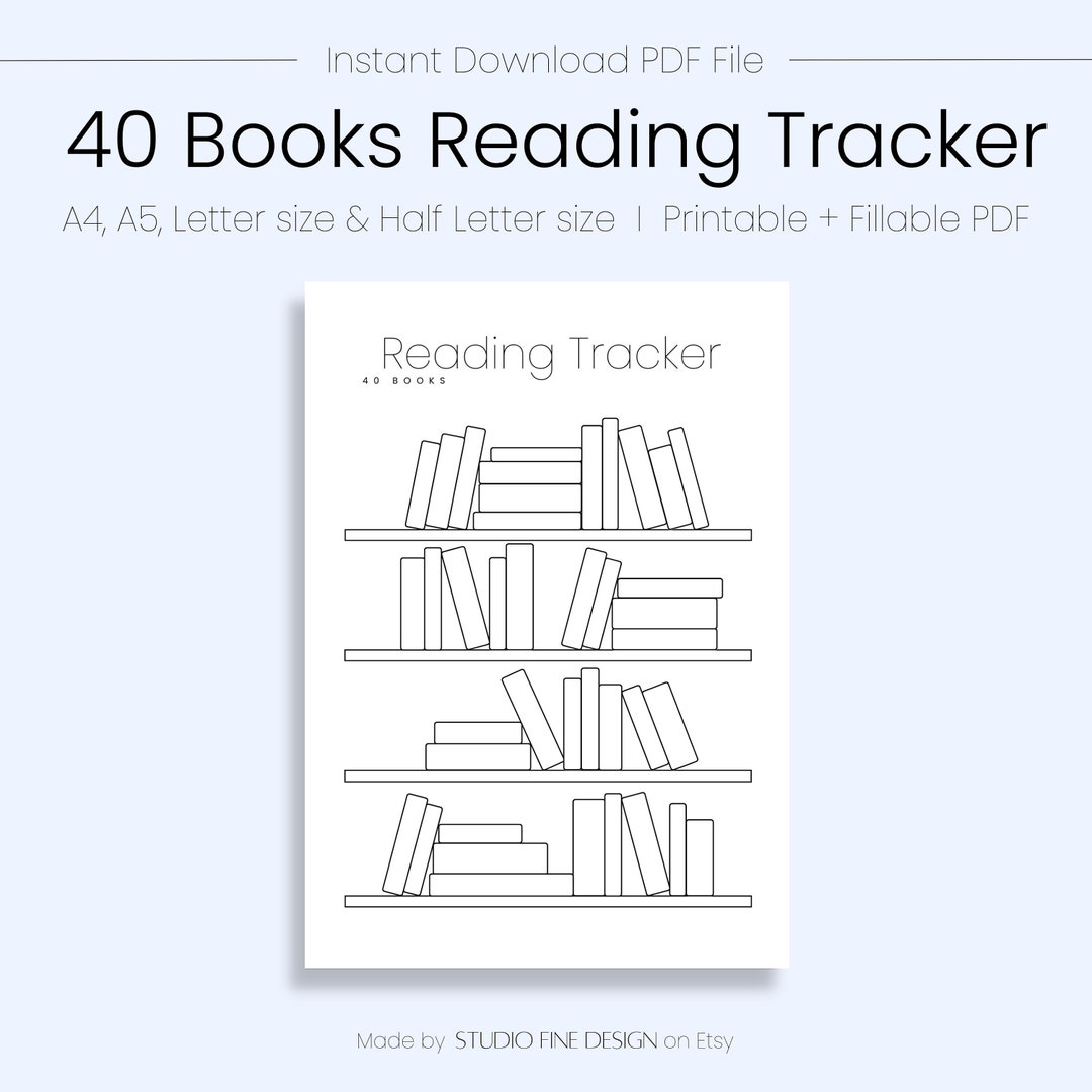 40 Books Reading Tracker, Reading Journal, Reading Tracker, Book ...