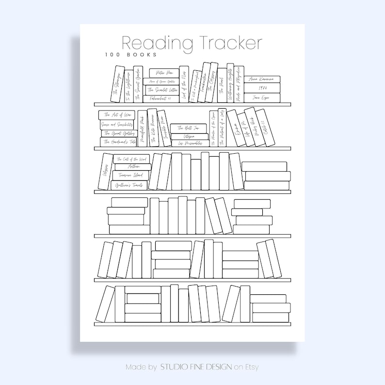 100 Books Reading Tracker, Reading Journal, Reading Tracker, Book ...