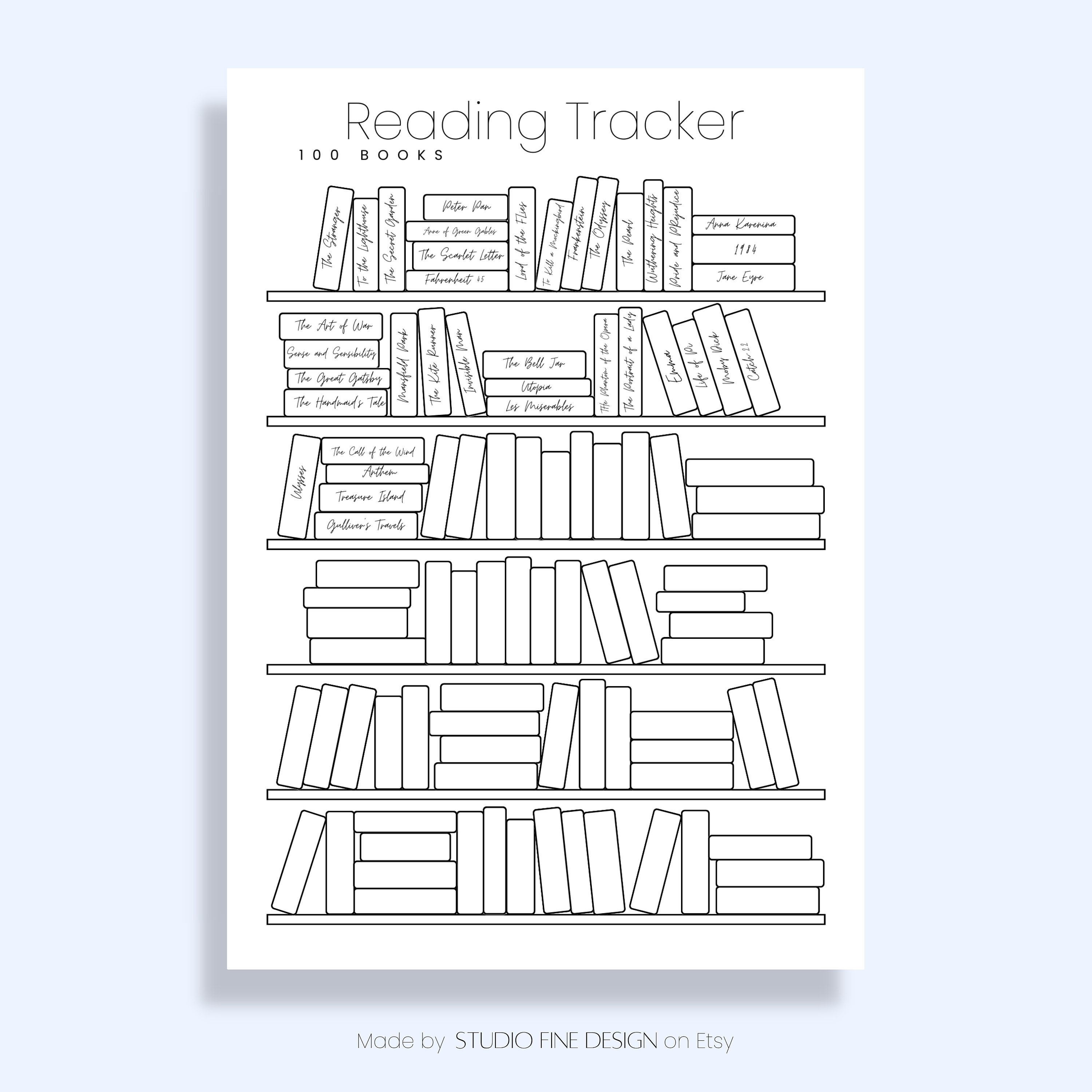 100 Books Reading Tracker, Reading Journal, Reading Tracker, Book ...