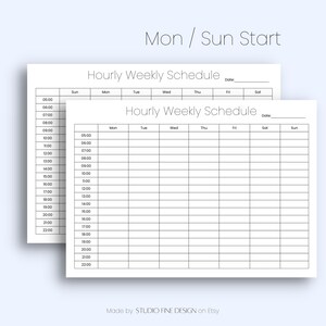 Weekly 24h Hourly Planner Printable, 24h Clock, A4/US Letter, Instant ...