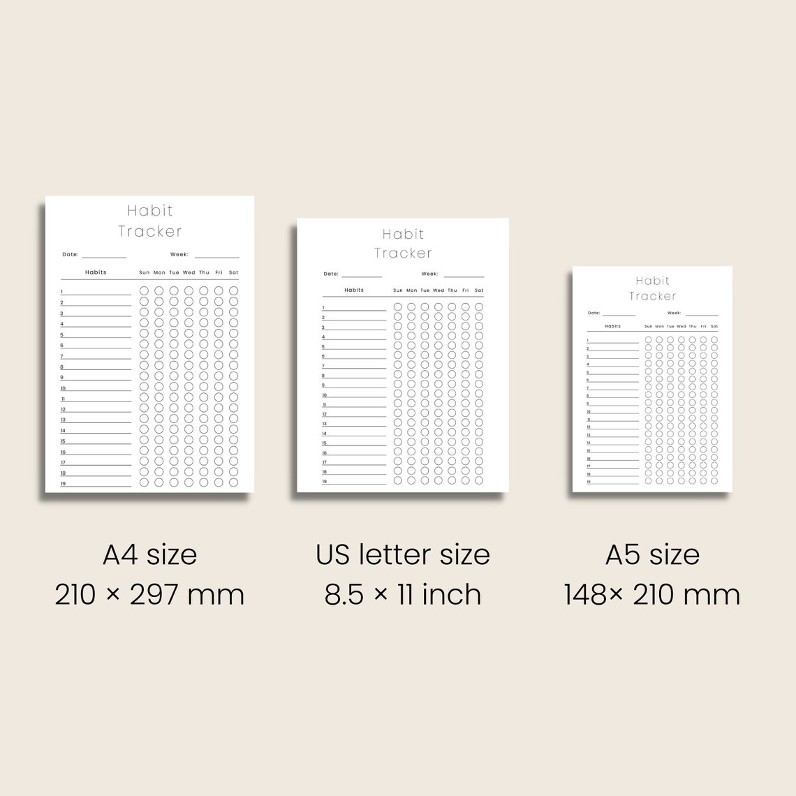 Weekly Habit Tracker Printable A4/A5/US Letter Instant - Etsy