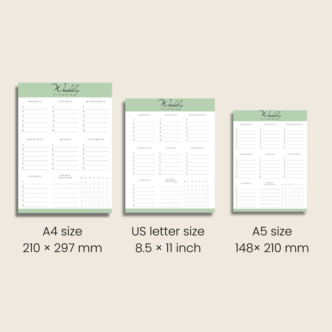 Weekly Planner Printable A4/A5/US Letter Instant Download - Etsy