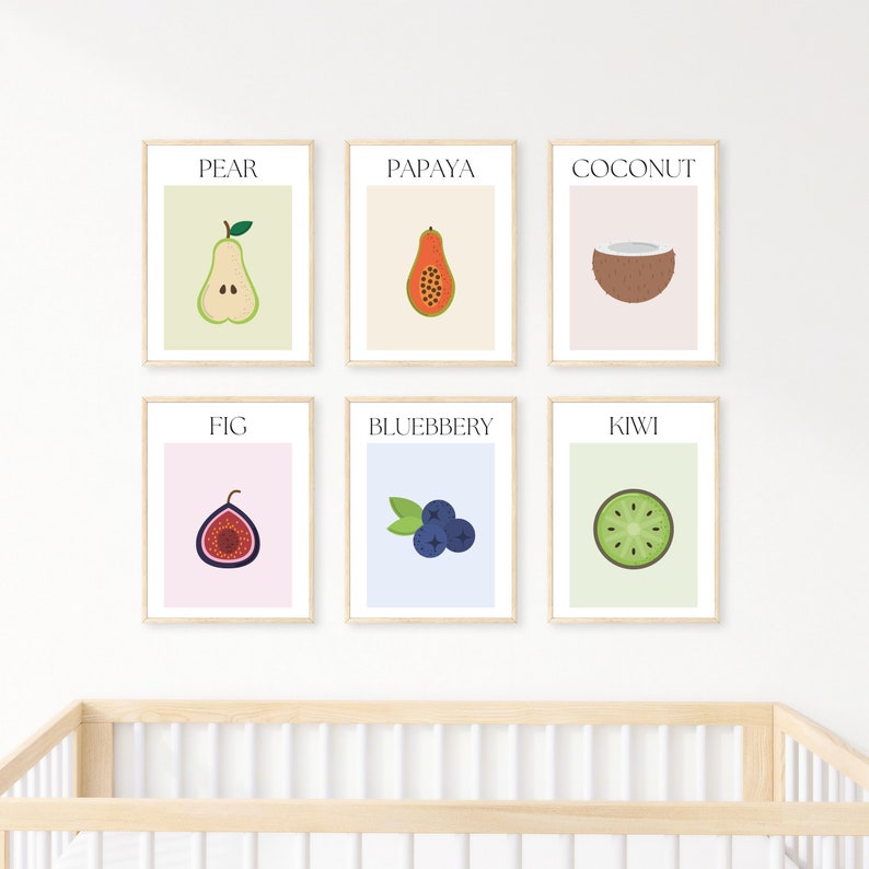 Kitchen Wall Art Set of 6 Prints Colorful Fruit Poster - Etsy