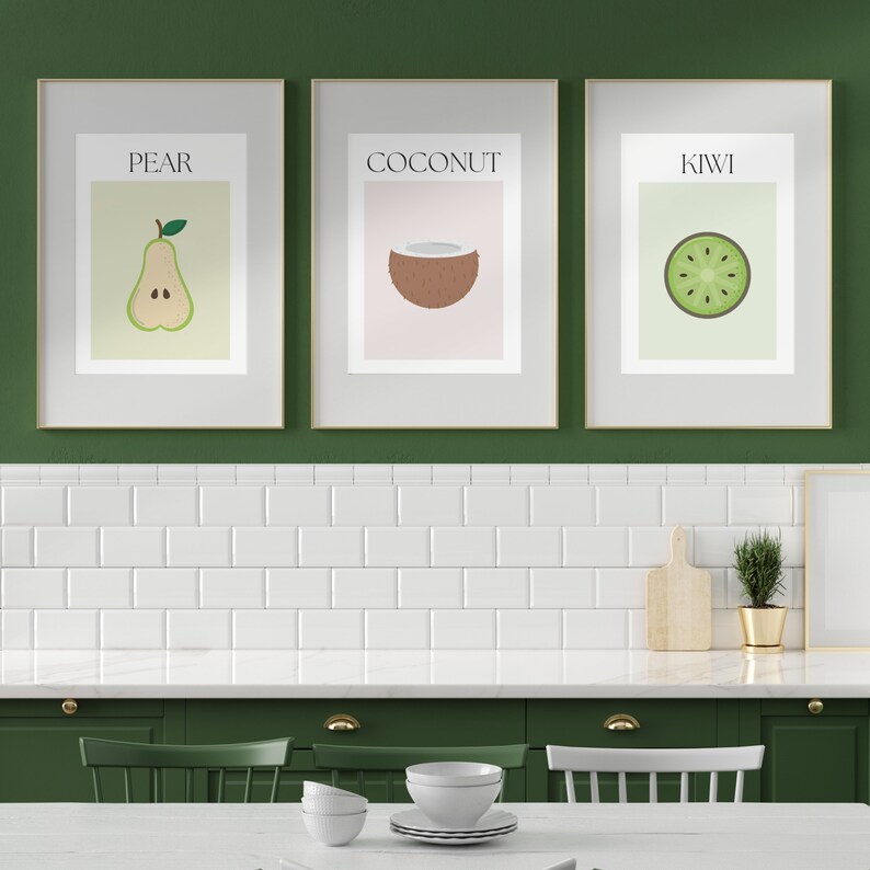 Kitchen Wall Art Set of 6 Prints Colorful Fruit Poster - Etsy