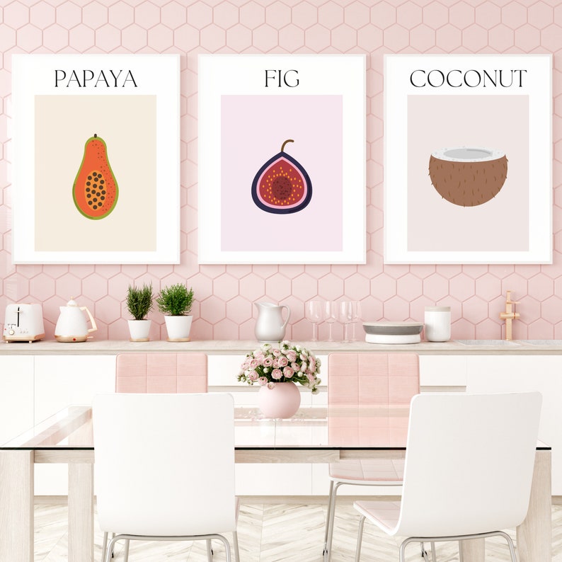 Kitchen Wall Art Set of 6 Prints Colorful Fruit Poster - Etsy