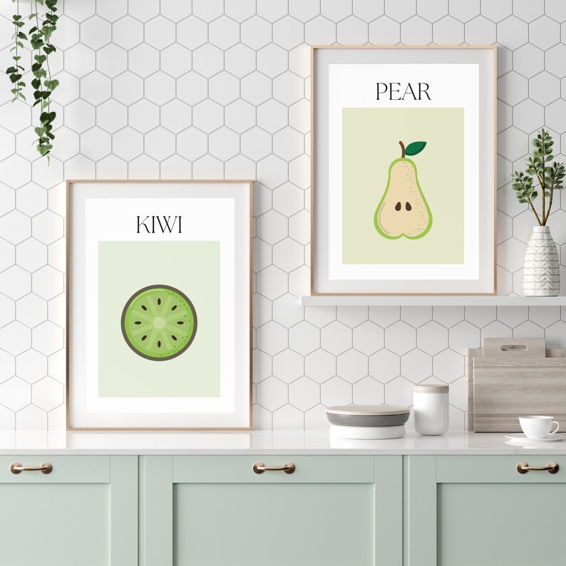 Kitchen Wall Art Set of 6 Prints Colorful Fruit Poster - Etsy