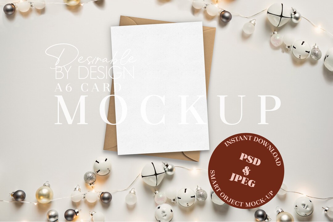 A6 Portrait PSD Smart Object Blank Greeting Card Stationery Mockup ...