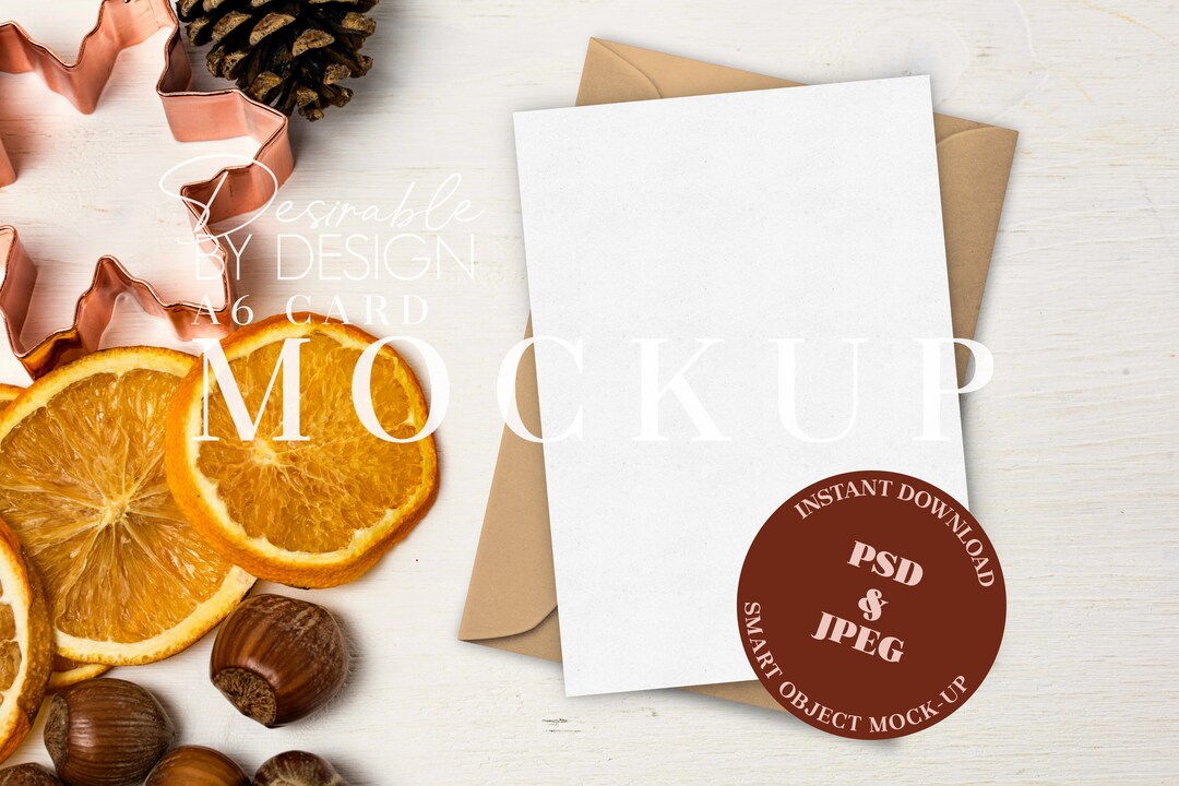 A6 Portrait PSD Smart Object Blank Greeting Card Stationery Mockup ...