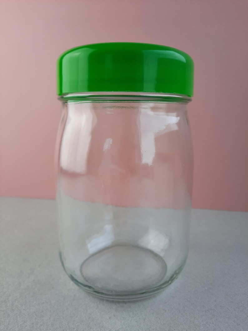 Vintage French Flour Sifter | Clear Glass Jar & Screw on Green Plastic ...