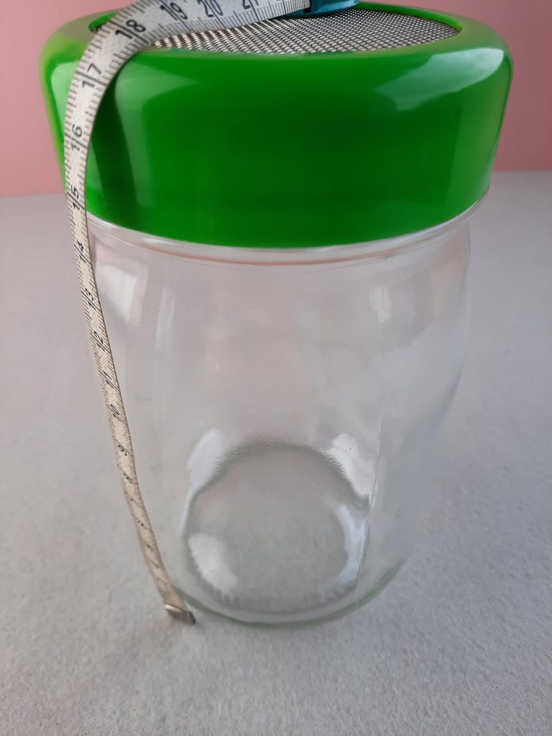 Vintage French Flour Sifter | Clear Glass Jar & Screw on Green Plastic ...
