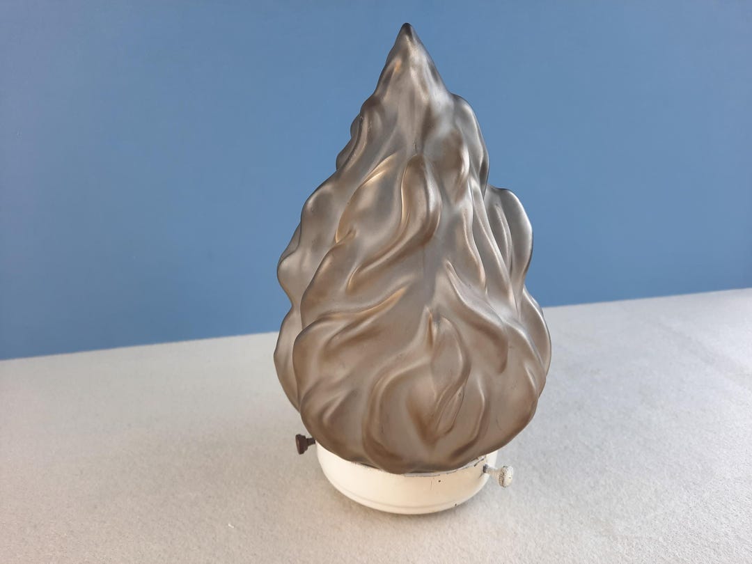 Art Deco Flame Torch Shade & Holder | 1930s Opaque Glass Lamp Shade in ...