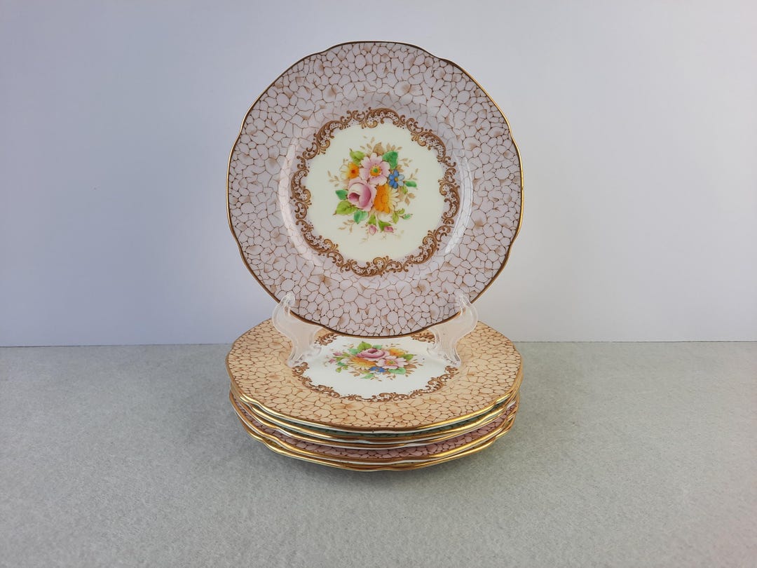 Pastel & Gold Fine Bone China Tea Plate Set | Early 1950s Paragon ...