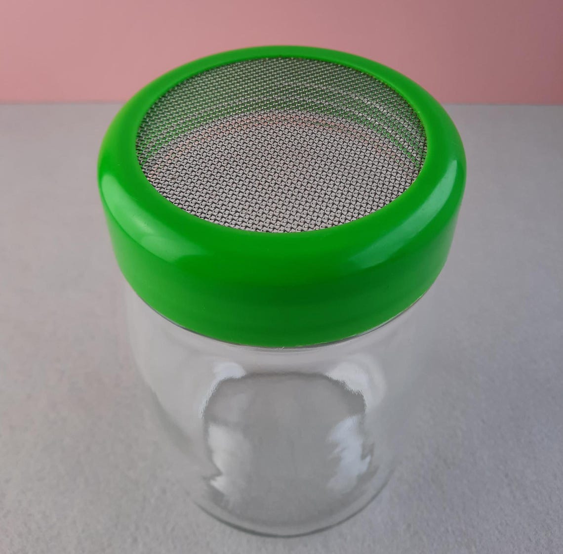 Vintage French Flour Sifter | Clear Glass Jar & Screw on Green Plastic ...