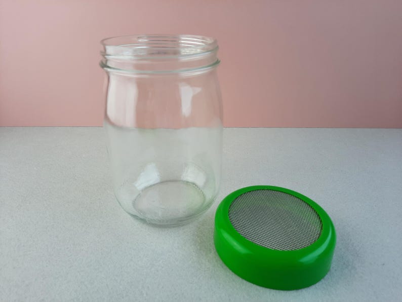 Vintage French Flour Sifter | Clear Glass Jar & Screw on Green Plastic ...