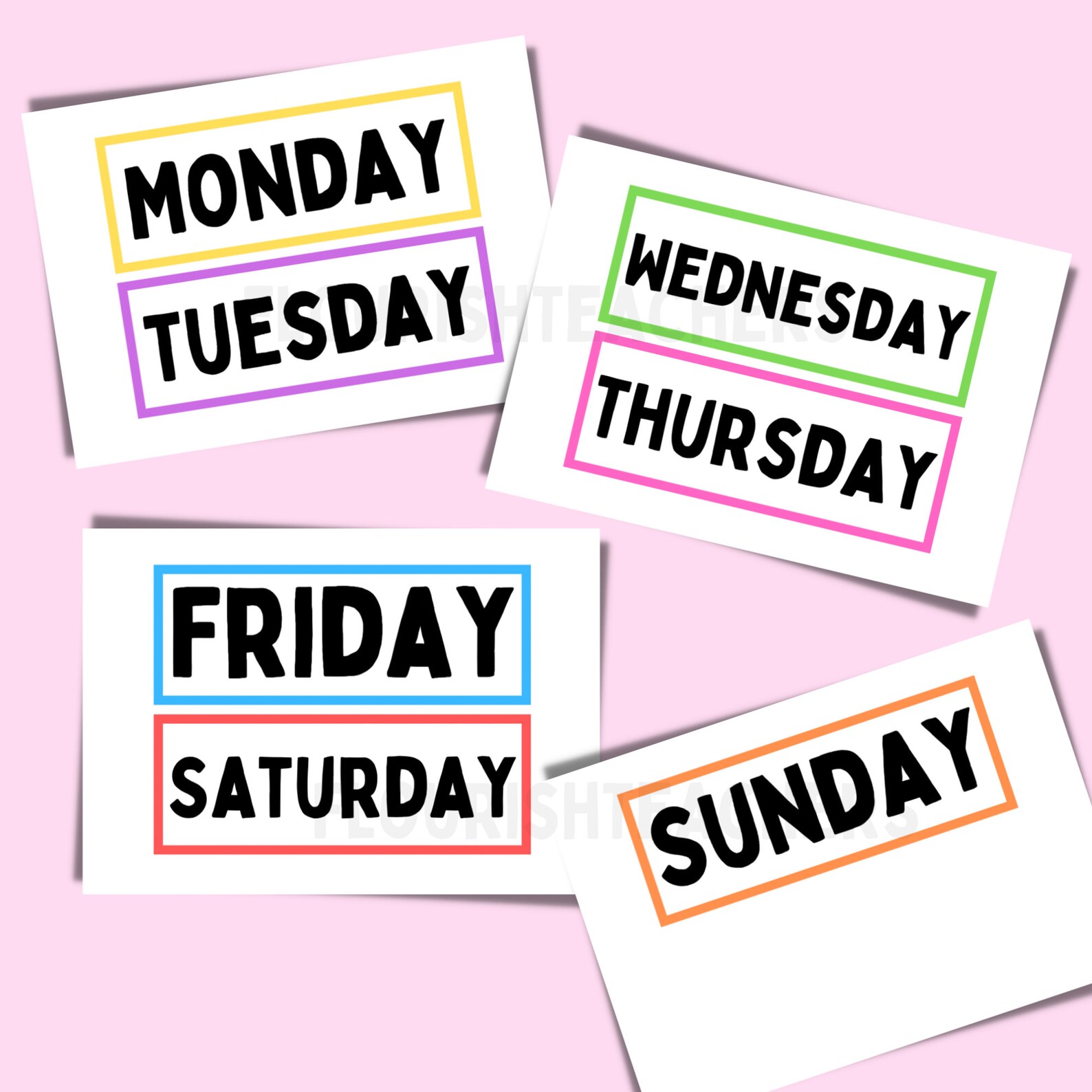 Bright Rainbow Colourful Days of the Week Visual Preschool Kindergarten ...