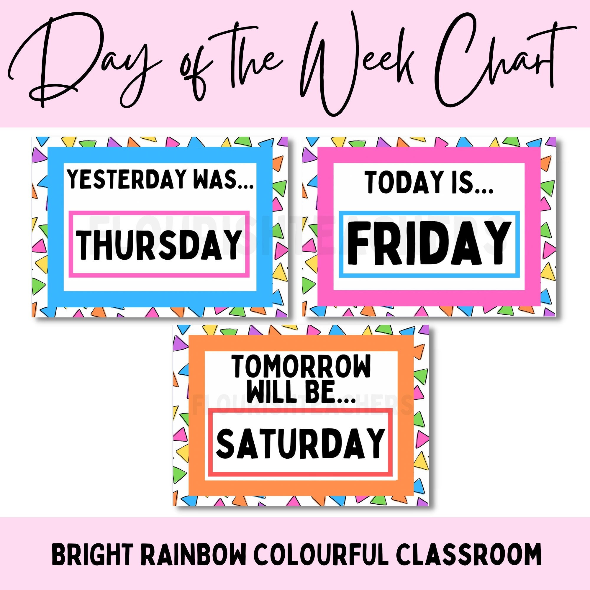 Triangle Colourful Days of the Week Visual Preschool Kindergarten ...