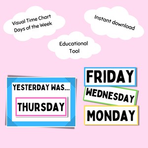 Bright Rainbow Colourful Days of the Week Visual Preschool Kindergarten ...