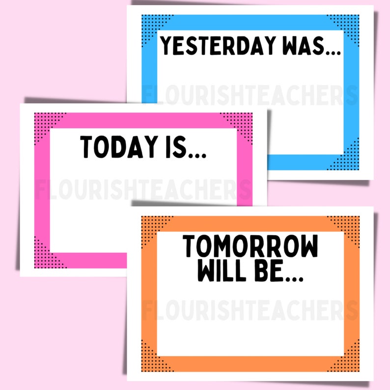 Bright Rainbow Colourful Days of the Week Visual Preschool Kindergarten ...