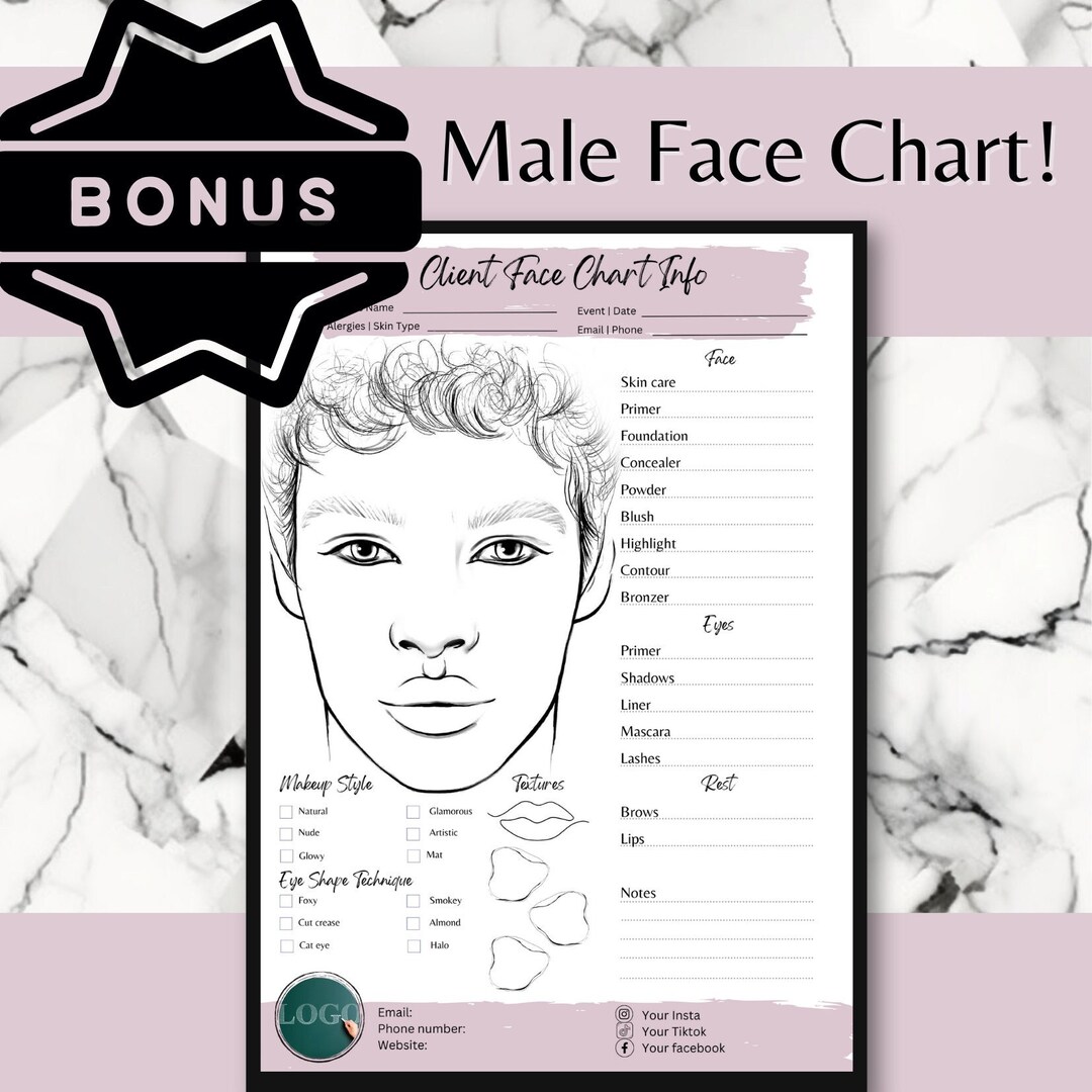 Face Chart Man and Woman Makeup Artist Form Client Information for MUA ...