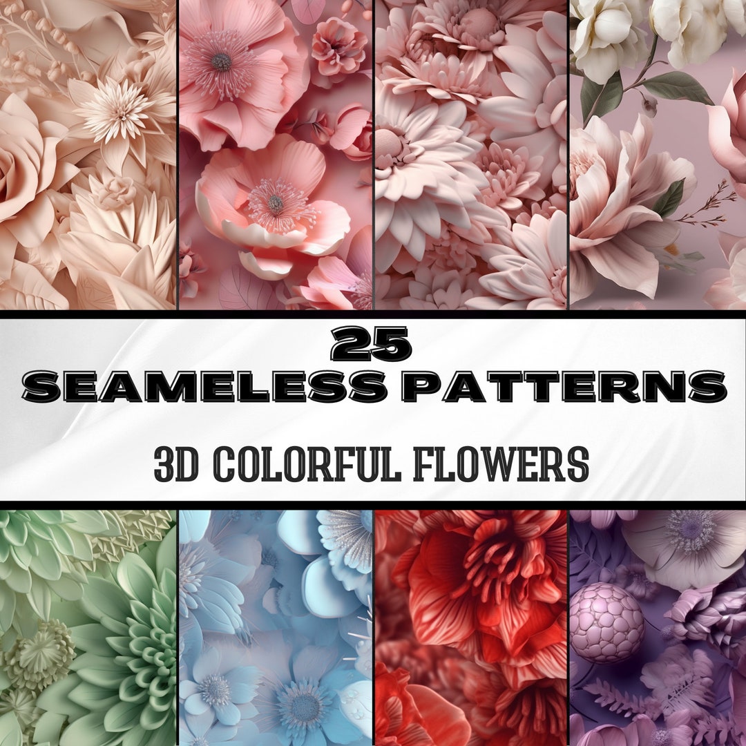 3D Floral Patterns Flowers Seamless Tiles Versatile for - Etsy
