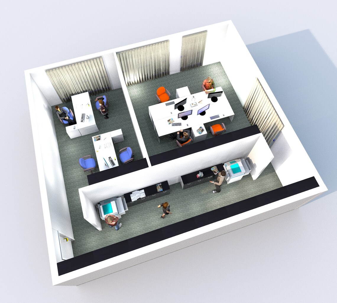 Office Layout and Renderings Small Project Example Space Renovation - Etsy