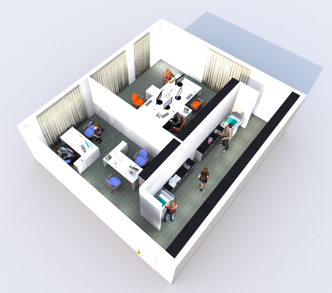 Office Layout and Renderings Small Project Example Space Renovation - Etsy