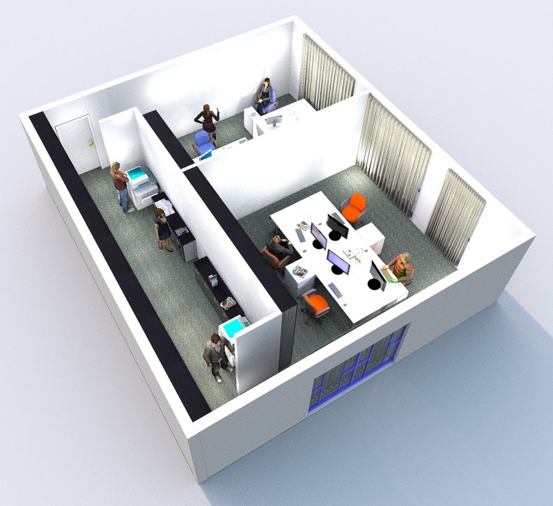 Office Layout and Renderings Small Project Example Space Renovation - Etsy