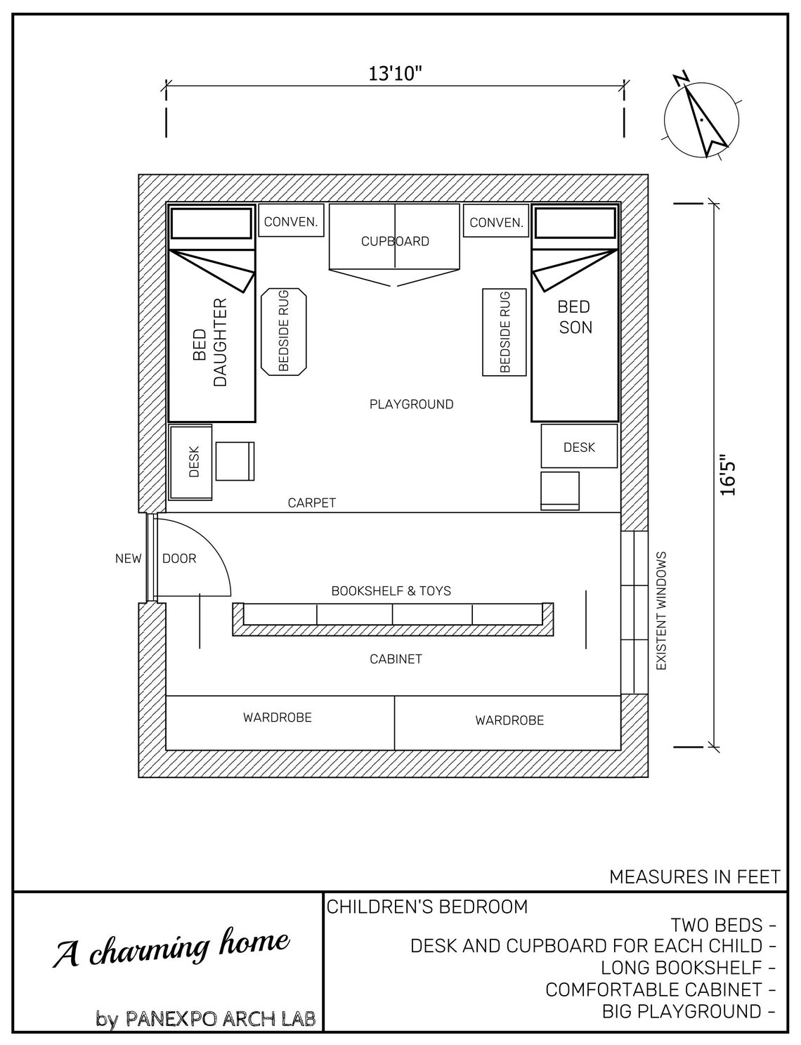 Home Plan up to 4 Rooms Plan Layout Interior Design Children's Bedroom ...