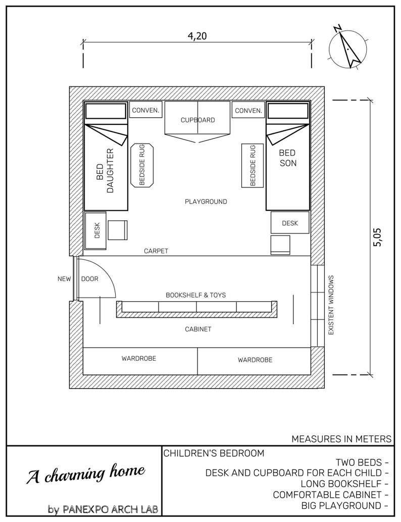 Home Plan up to 4 Rooms Plan Layout Interior Design Children's Bedroom ...