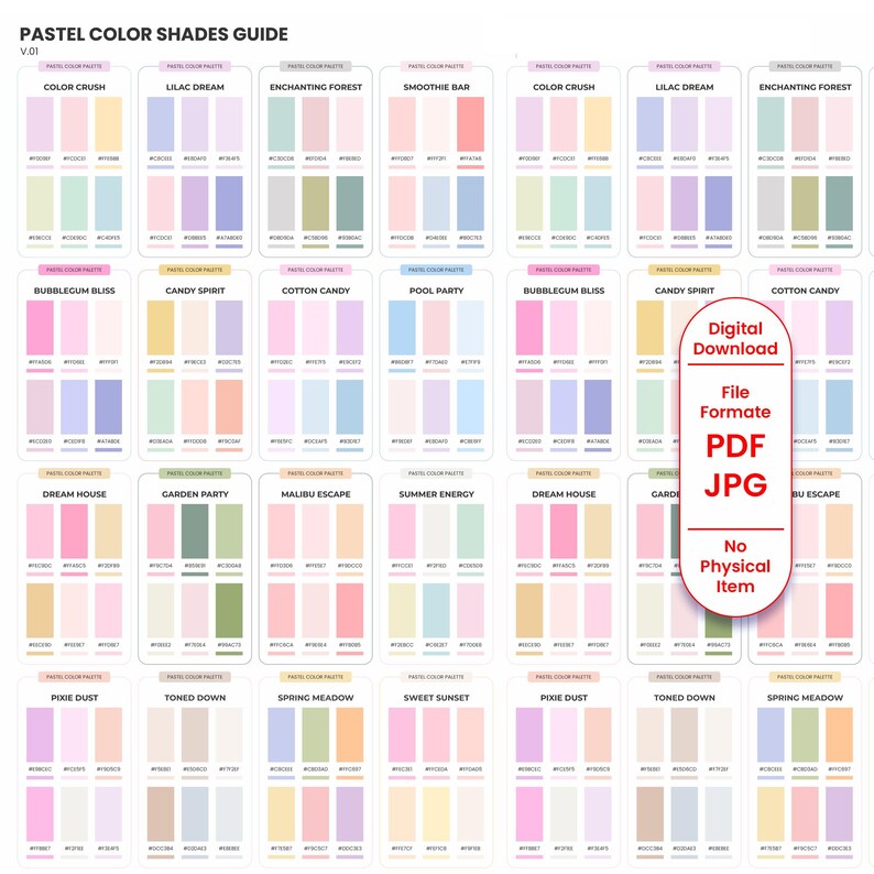Pastel Color Chart and Guide Book | Digital Download JPG & PDF | Soft ...