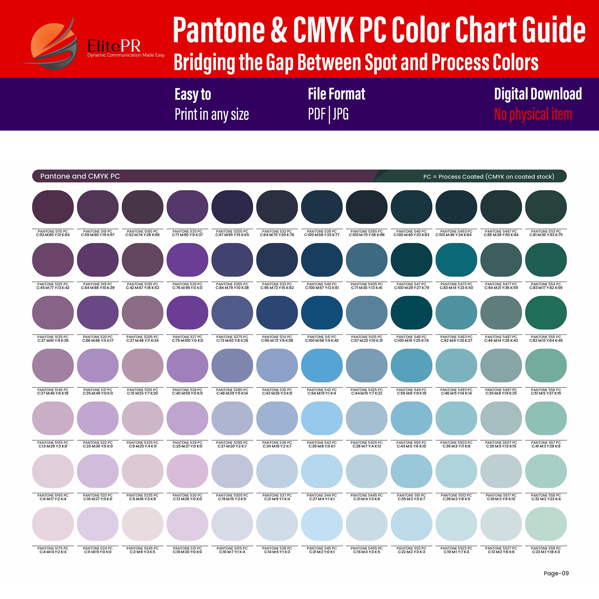 Pantone and CMYK PC Color Chart Guide | Essential Reference for ...