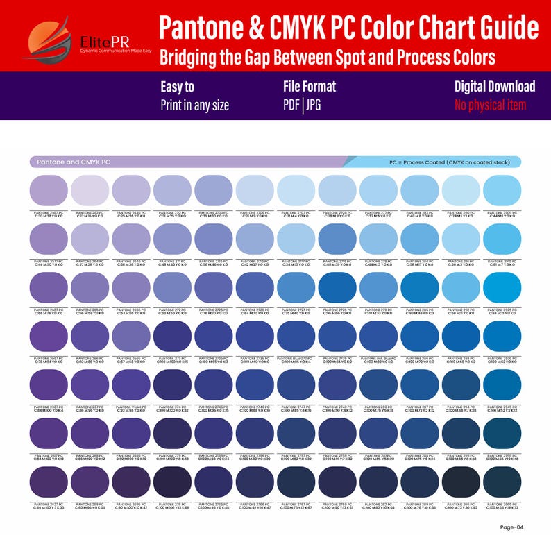 Pantone and CMYK PC Color Chart Guide | Essential Reference for ...