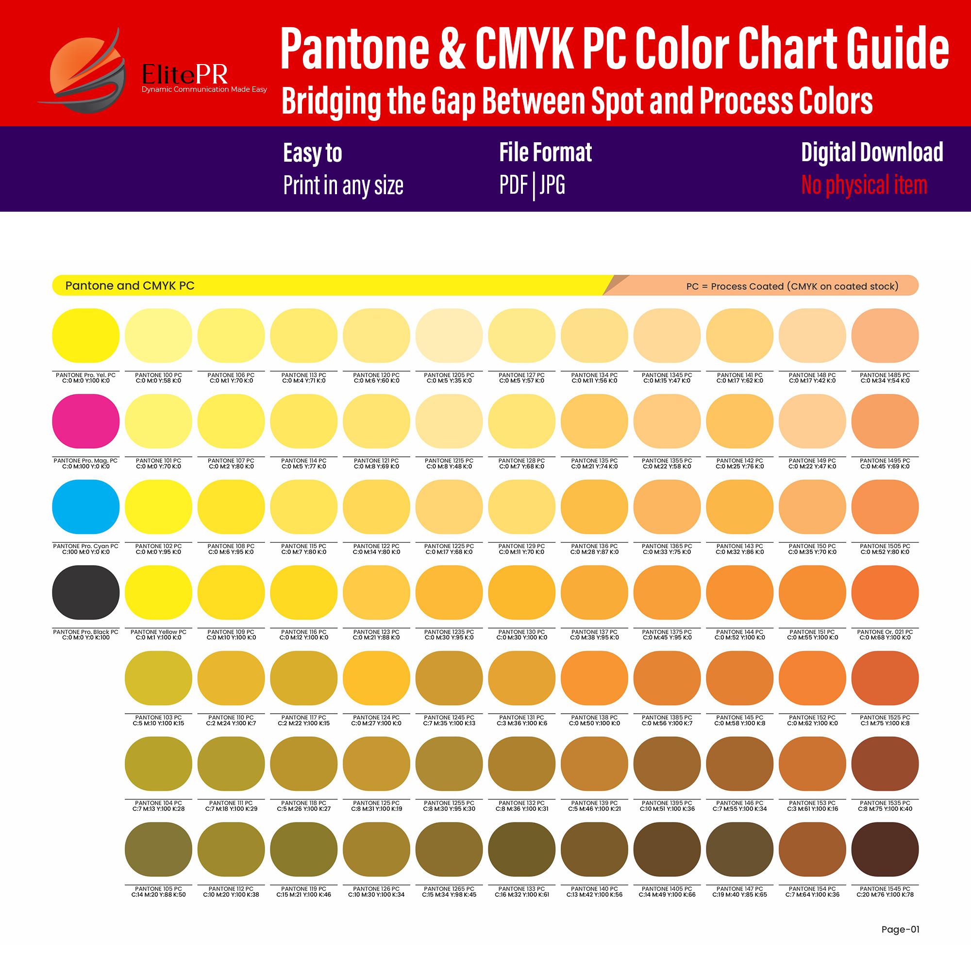 Pantone and CMYK PC Color Chart Guide | Essential Reference for ...