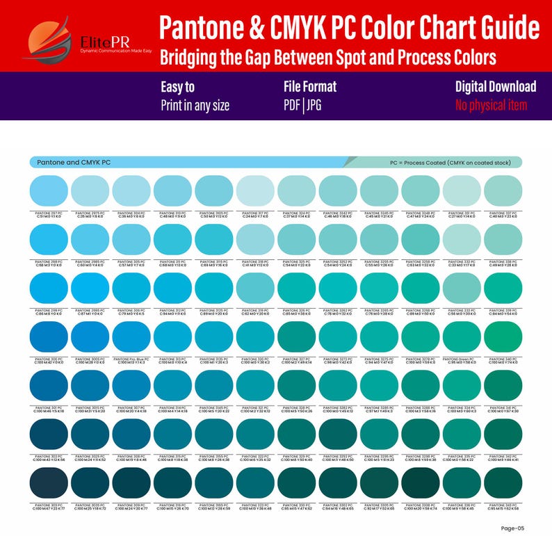 Pantone CMYK Color Chart Guide: Designer Reference (digital Download ...