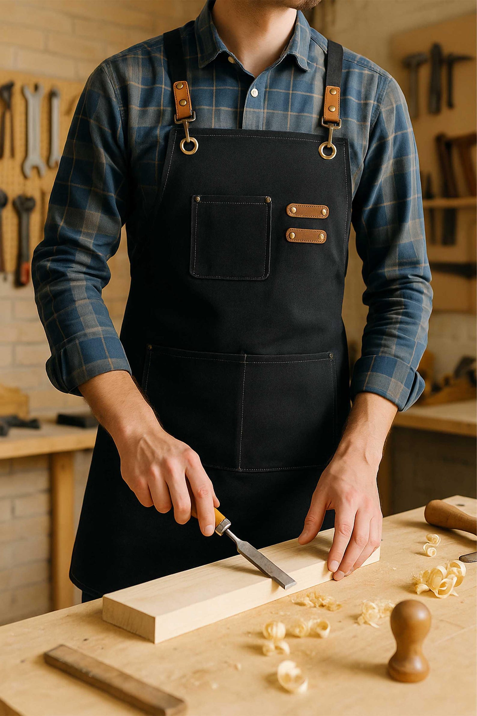 Canvas Work Apron With Tool Pockets – Waterproof Kitchen & Workshop ...