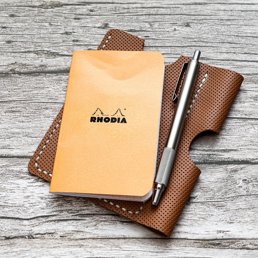 Handcrafted Leather Notebook Cover With Pen Holder – Customizable A7 ...