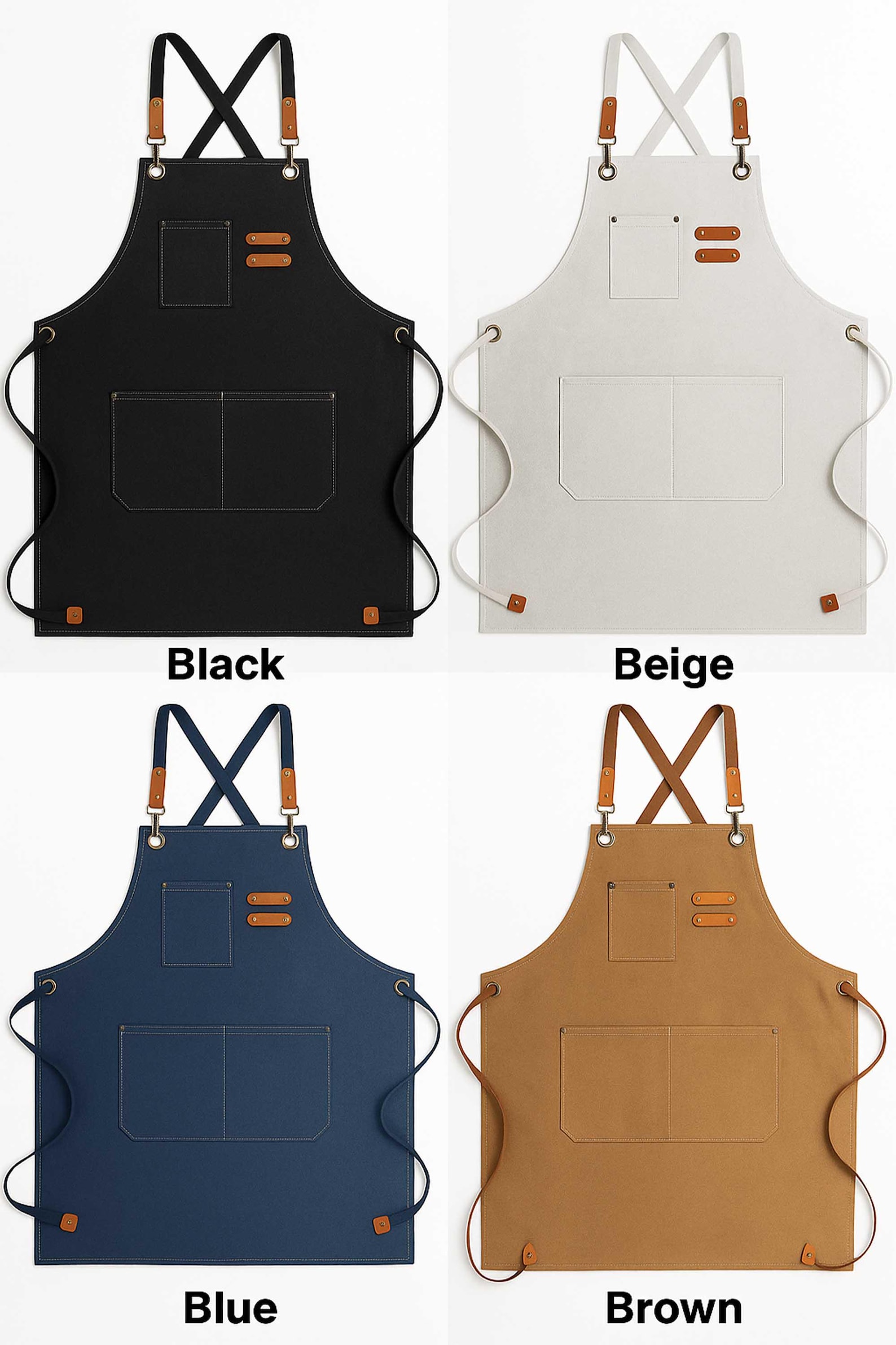 Canvas Work Apron With Tool Pockets – Waterproof Kitchen & Workshop ...