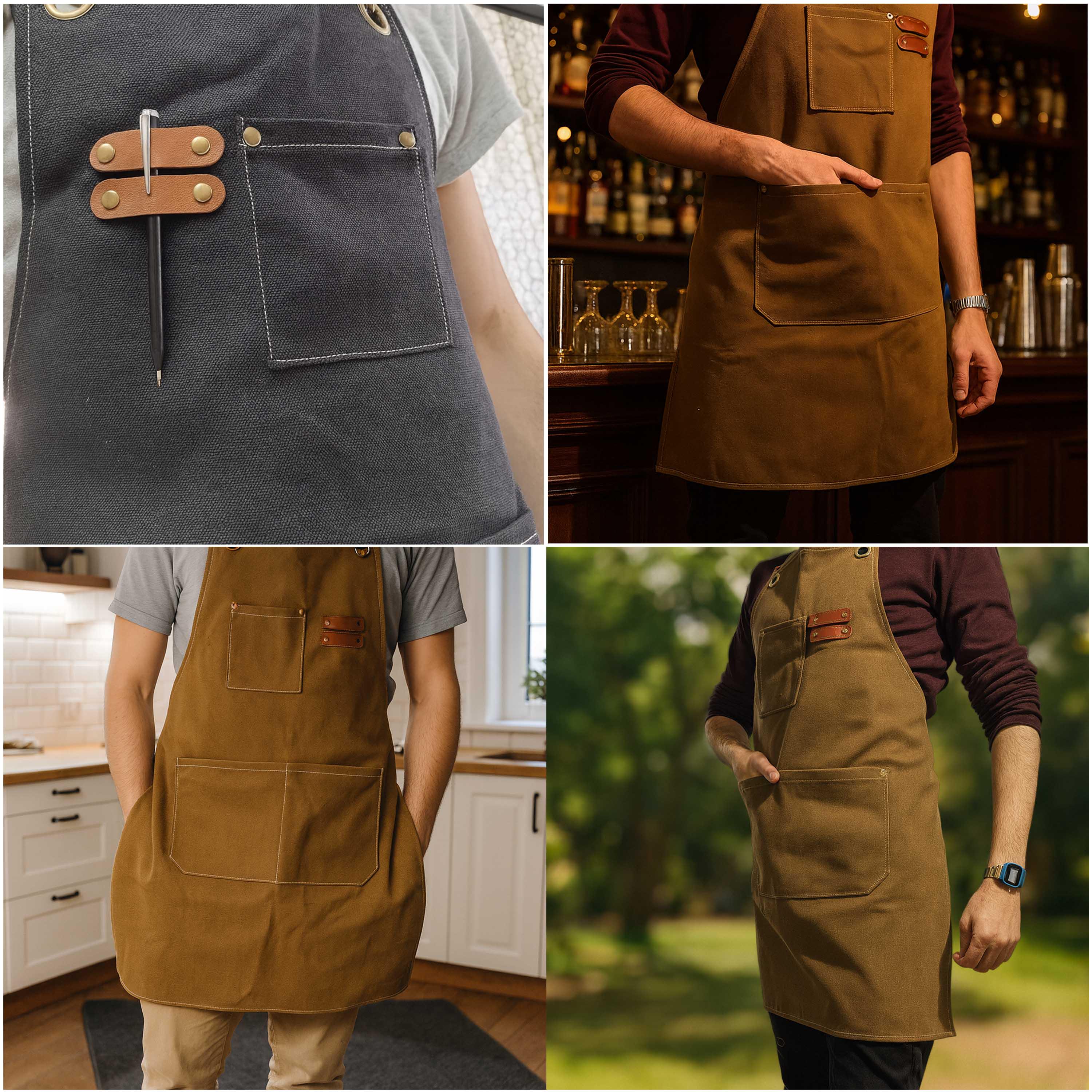 Canvas Work Apron With Tool Pockets – Waterproof Kitchen & Workshop ...