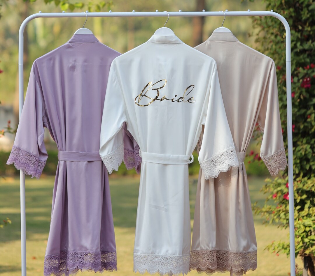 Luxurious Robes for Bride Wedding Gift Robes Set of Silk Satin Robes ...