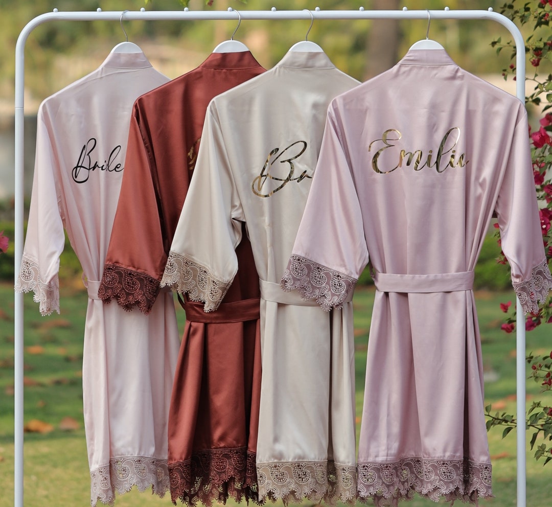 Bridal Party Robes, Bridesmaid Proposal, Wedding Party Robes, Lace Trim ...