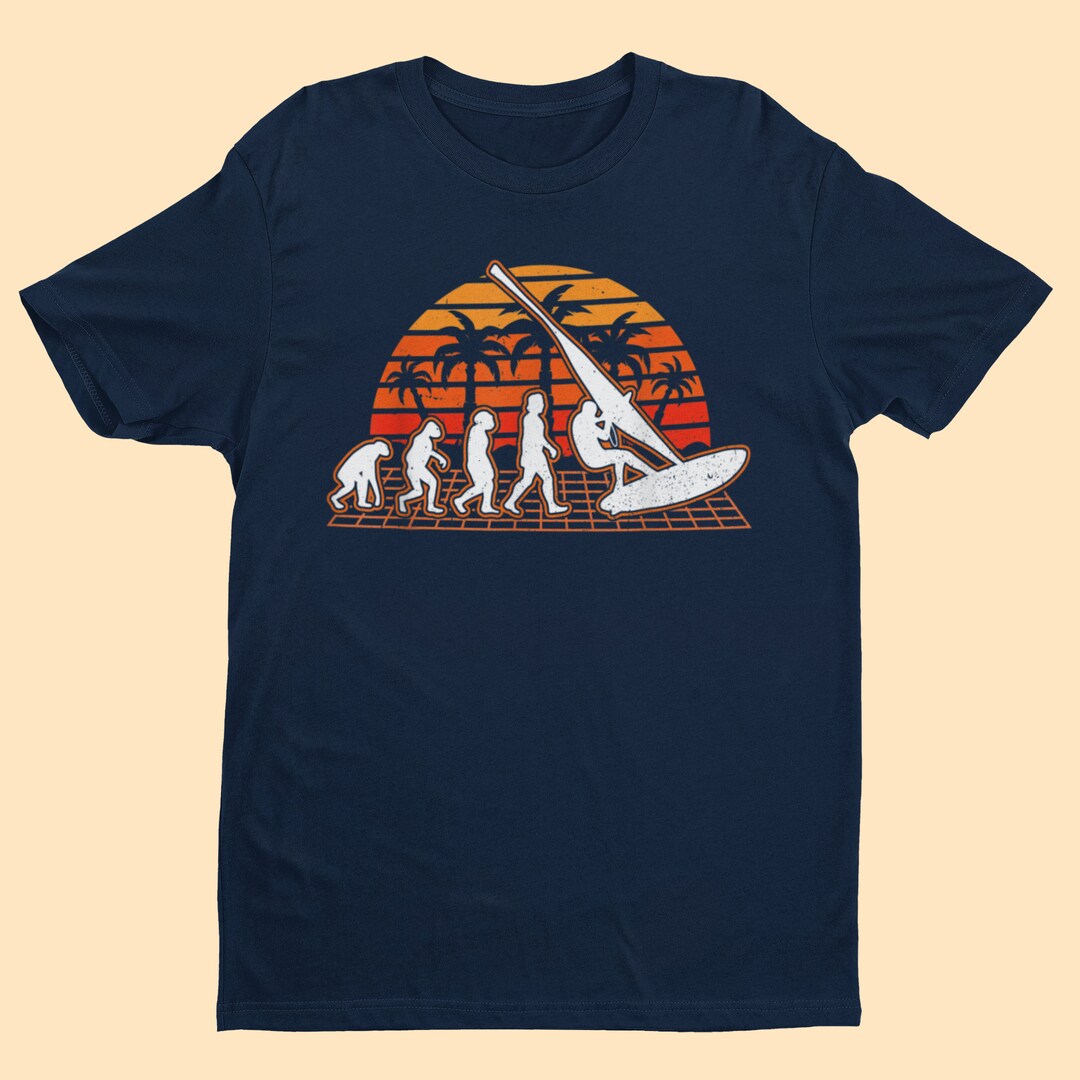 Evolution of Wind Surfing T Shirt From Ape Through Prehistoric Man to ...