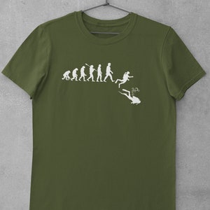 Evolution of Scuba Diving T Shirt From Ape Through Prehistoric Man to ...