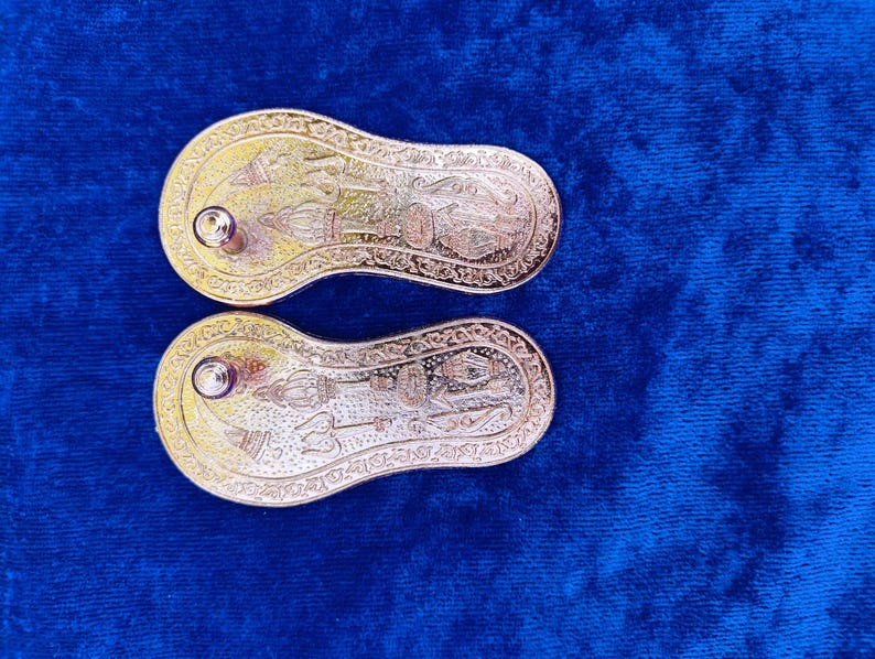 Copper Charan Paduka 3 Inch • Lord Vishnu Rama Feet Paduka • Hindu Puja ...