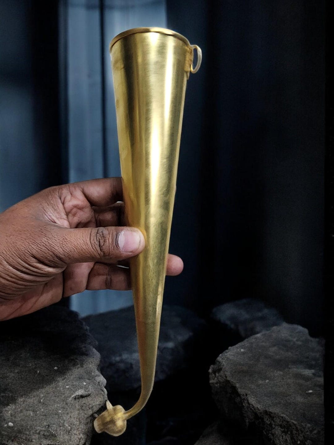 10 Inch (27 Cm) Shringi / Shirangi for Shiva | Brass Nandi Horn Gomukhi ...