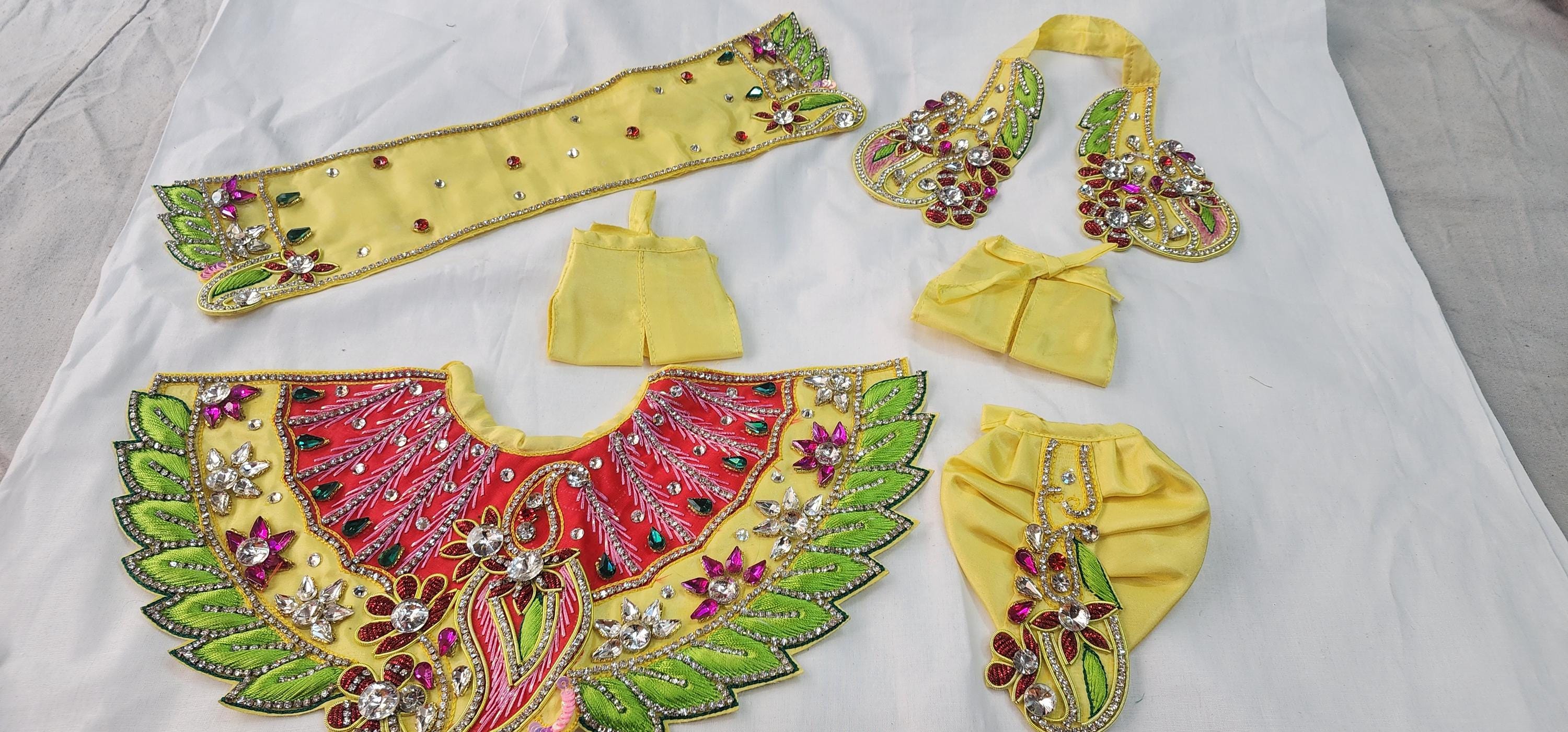 Exclusive Radha Krishna Attire | Handmade Embroidery Zari Work Radha ...