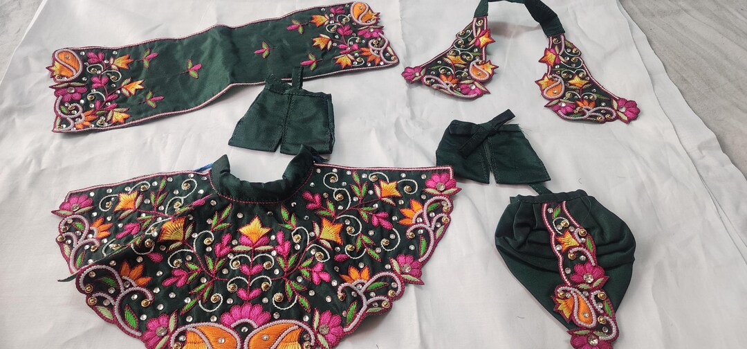 Traditional Radha Krishna Handmade Outfit | Vrindavan Embroidery Dress ...
