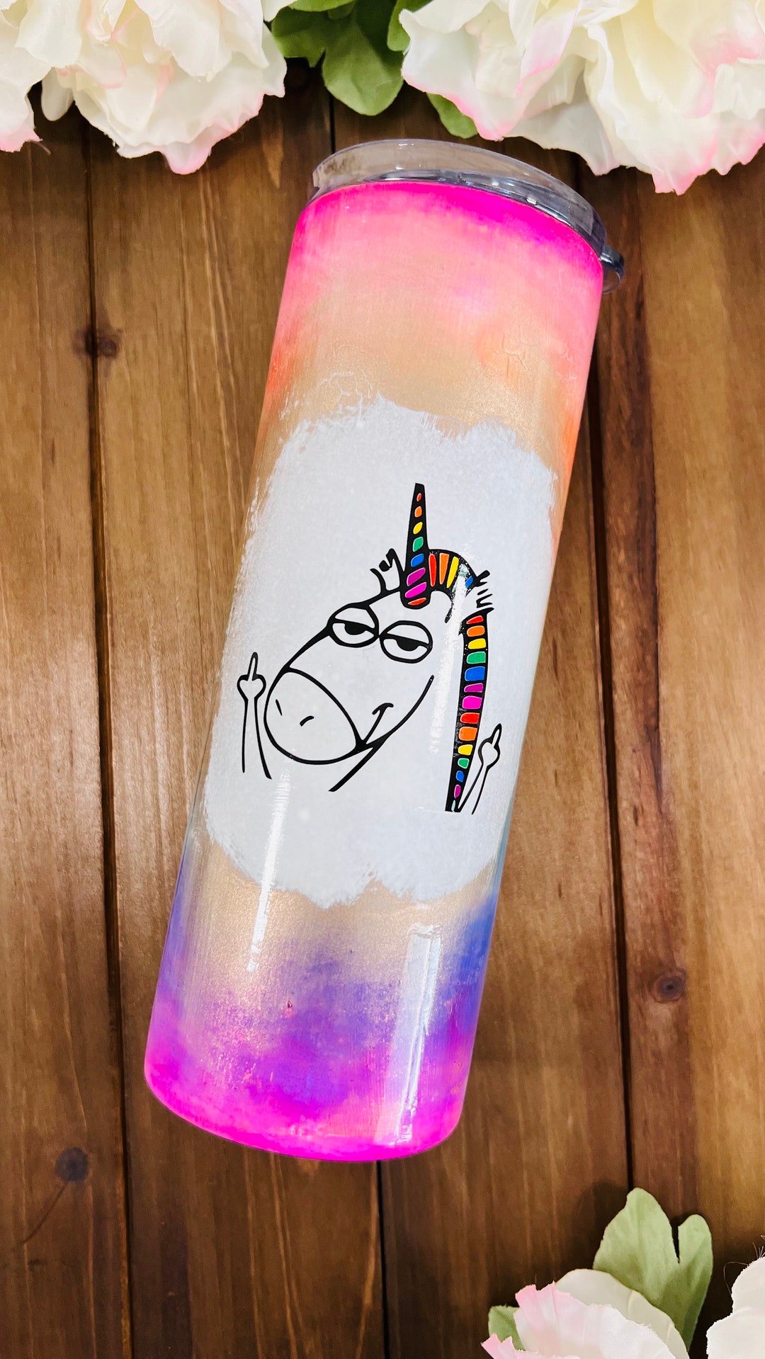 STFU Unicorn Middle Finger 20oz Stainless Steel Tumbler - Etsy