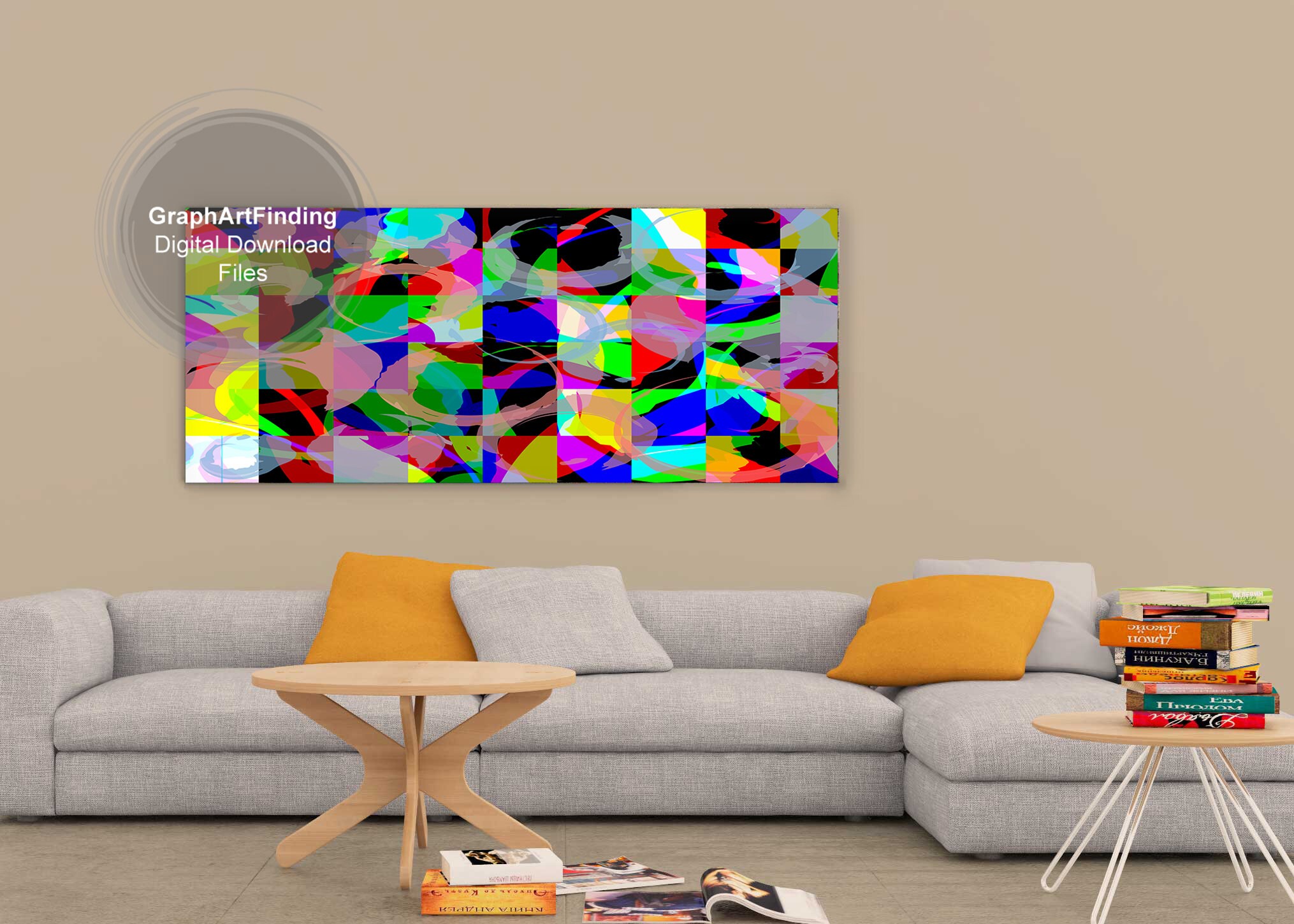 Stylish Colorful Printable Rectangle Design With Squares for Living ...