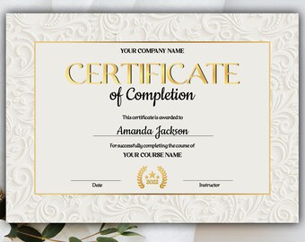 Editable Certificate of Completion Template. Editable - Etsy