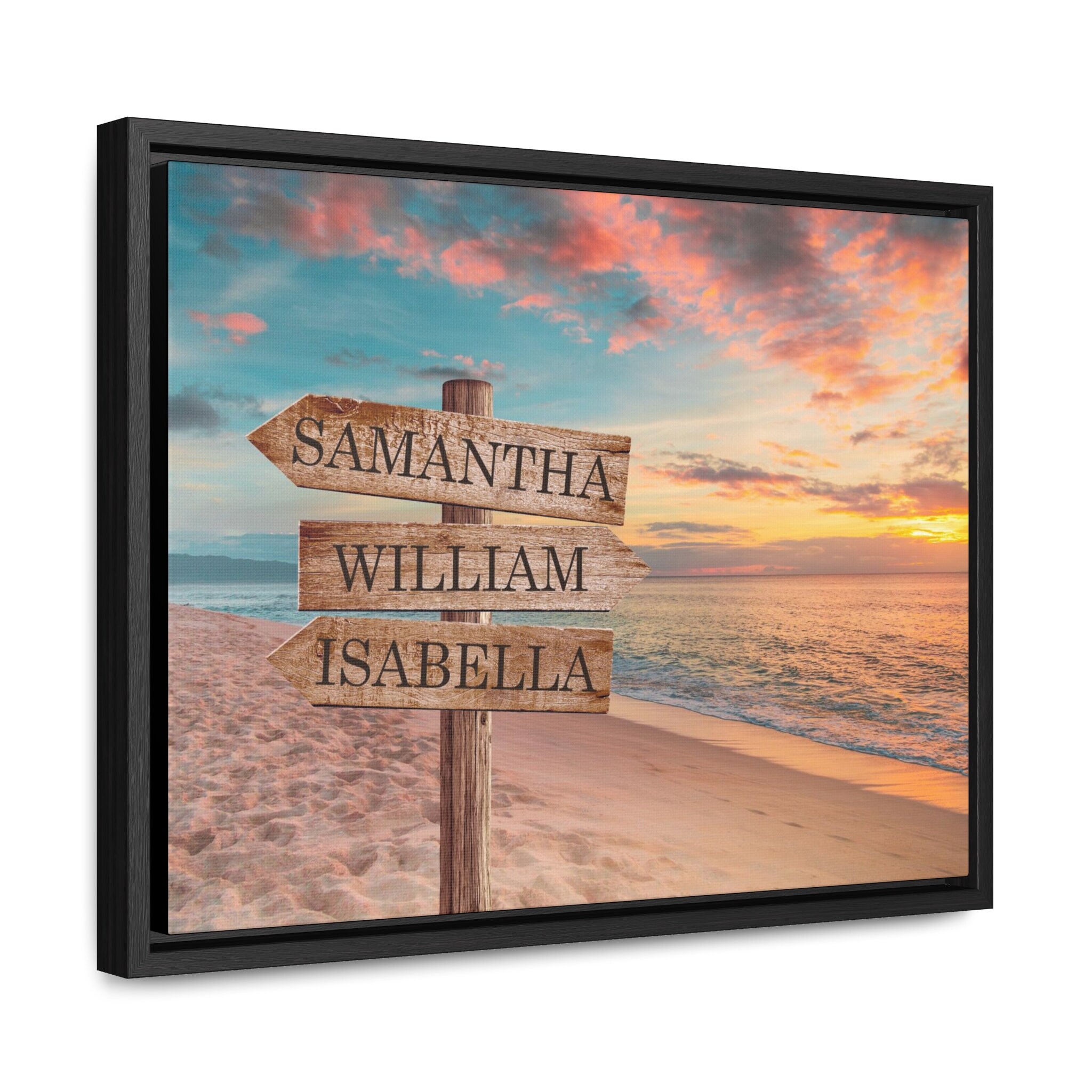 Personalized Family Names Canvas Poster Beach Sea Sunset Scenery ...